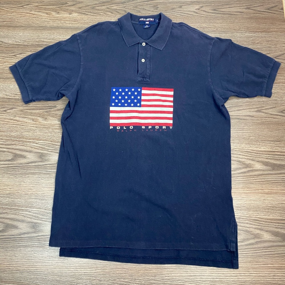 Polo Ralph Lauren Sport American Flag Polo Shirt L - Gem